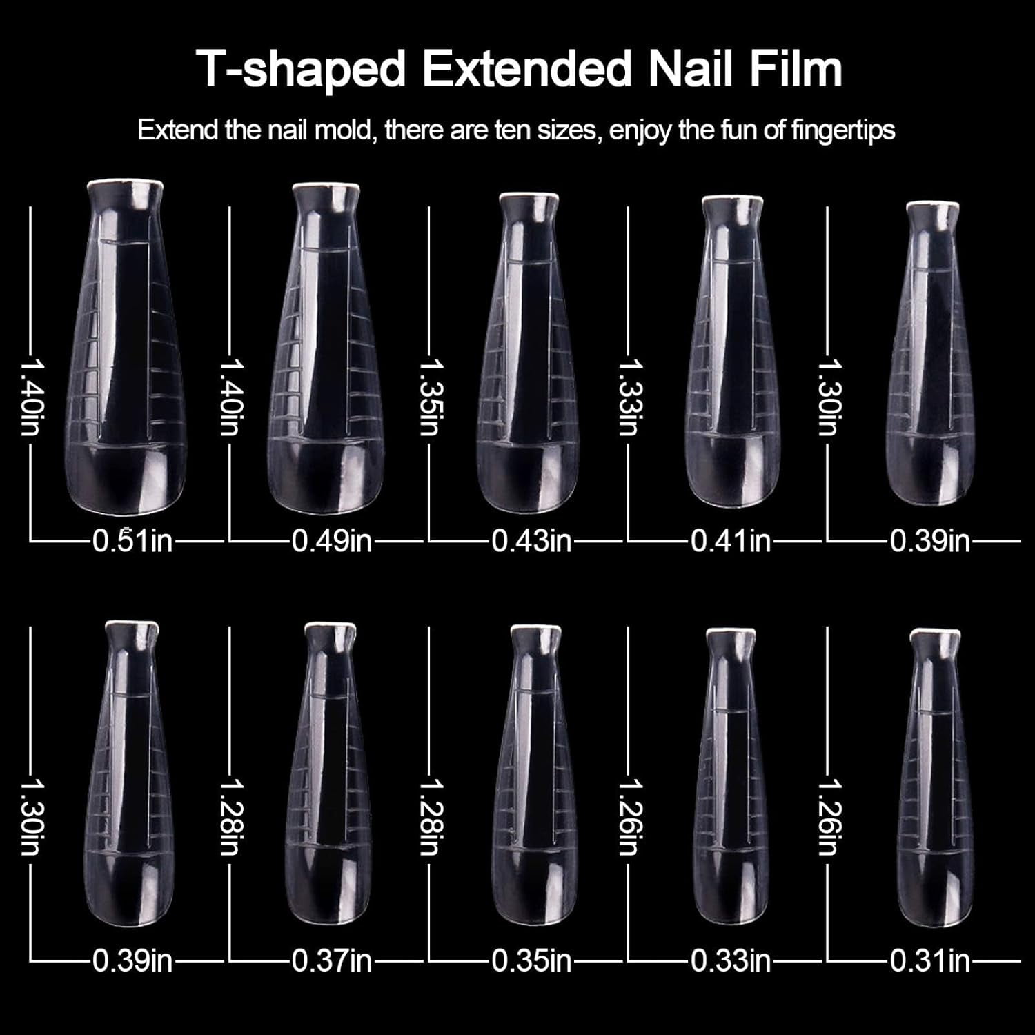 100 PCS Dual Nail Forms T Shape Gel Nail Mold Dual Acrylic Nail ...