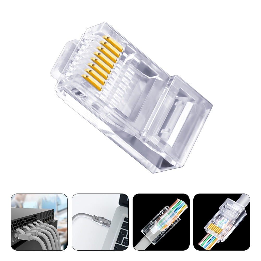 White Ethernet Cable Connector with Reinforced Clip and Bend Resistant ...