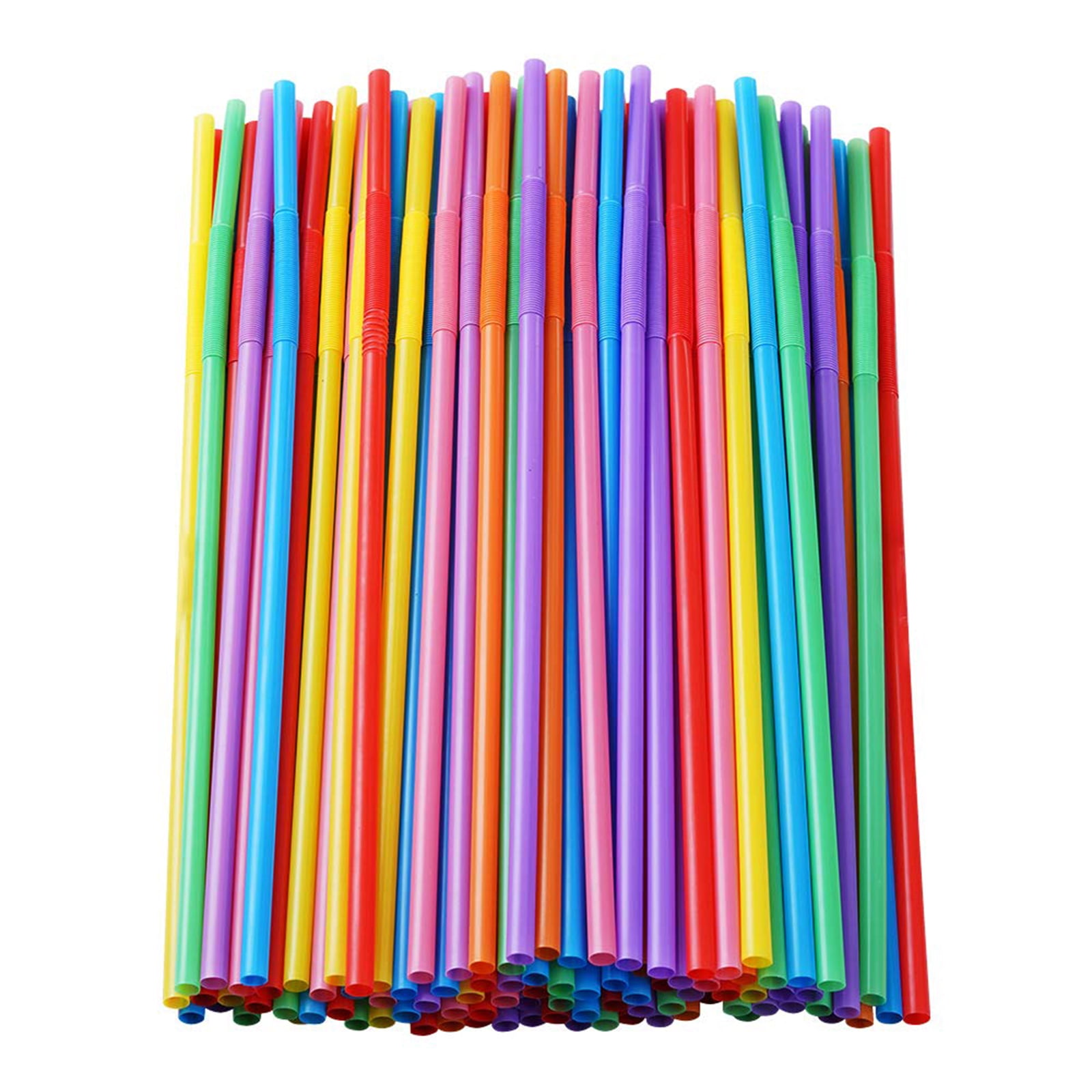 100 PCS Flexible Party Disposable Plastic Drinking Straws - Drinking ...