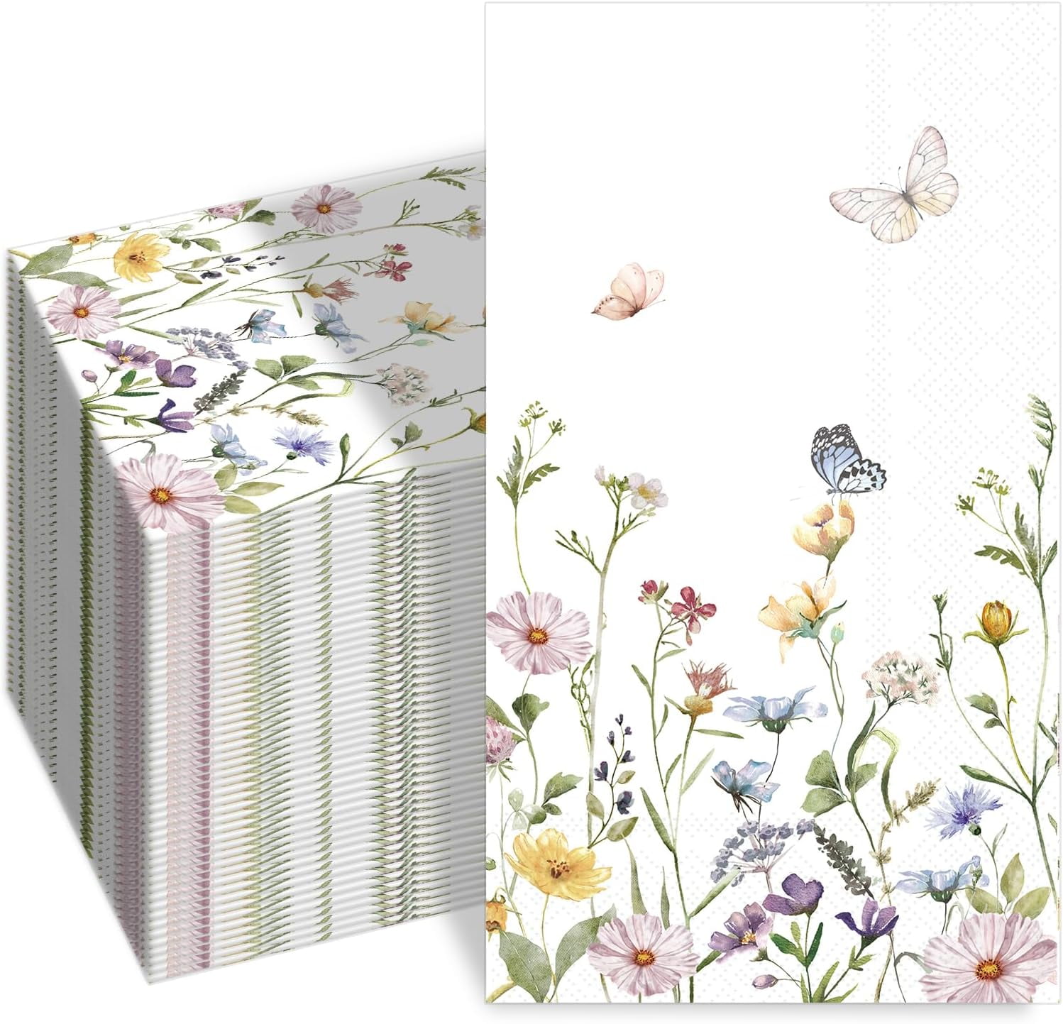 100 PCS Floral Disposable Napkins, 3 Ply Dinner Napkins Summer ...