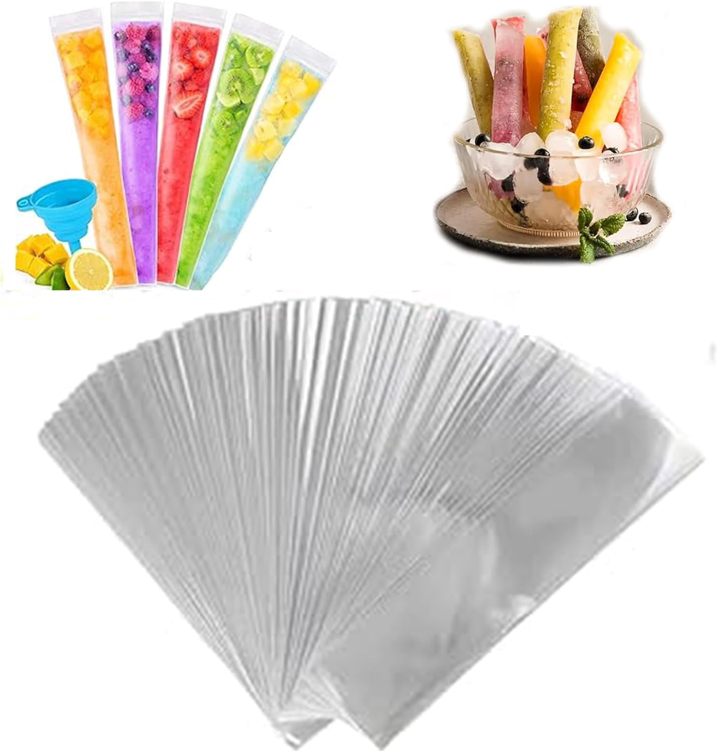 100 PCS Food-Grade Disposable Popsicle Bags, Thickening Freezer Pop ...