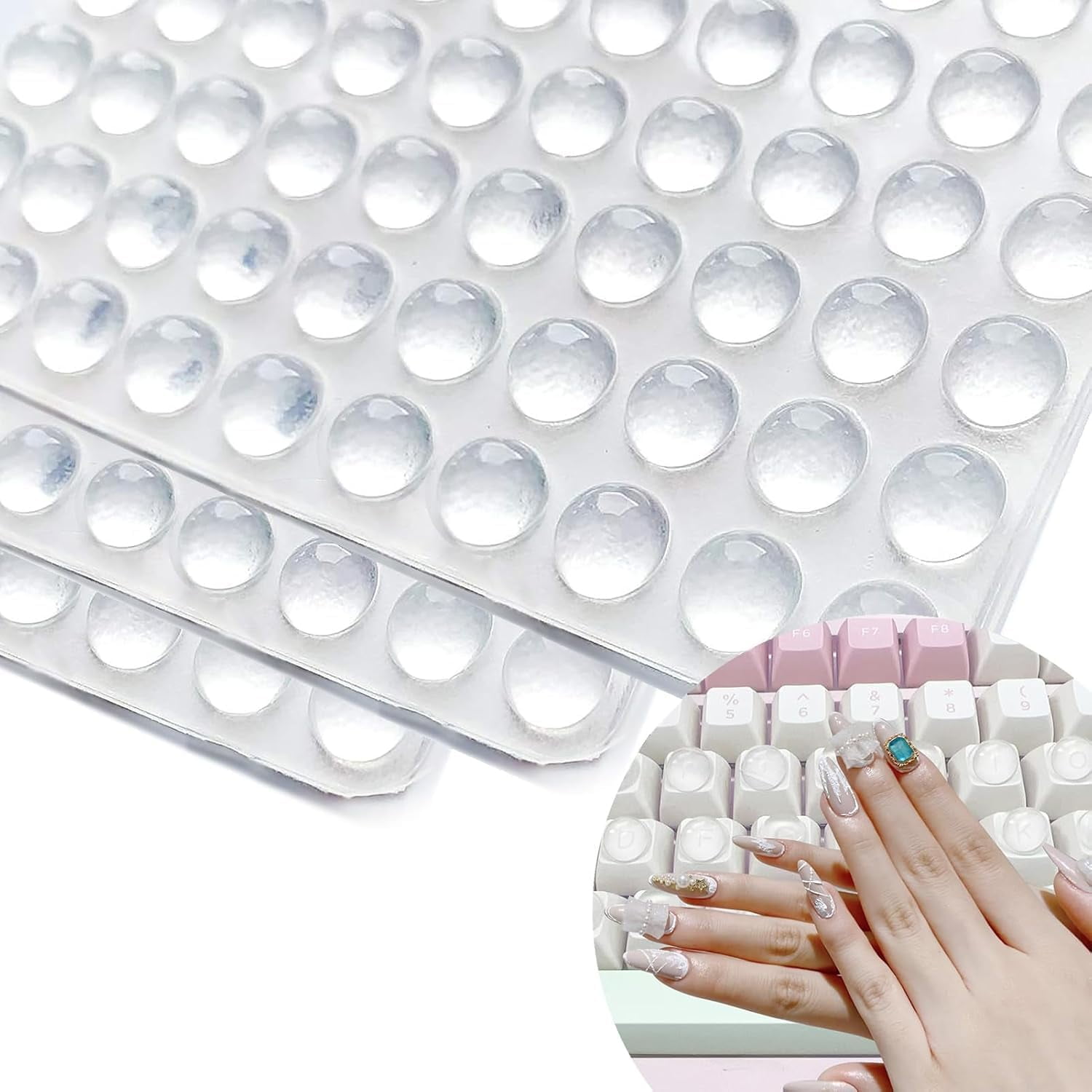 100 PCS Glass Nail Art Typing Stickers,Keyboard Bubbles for Long Nails ...
