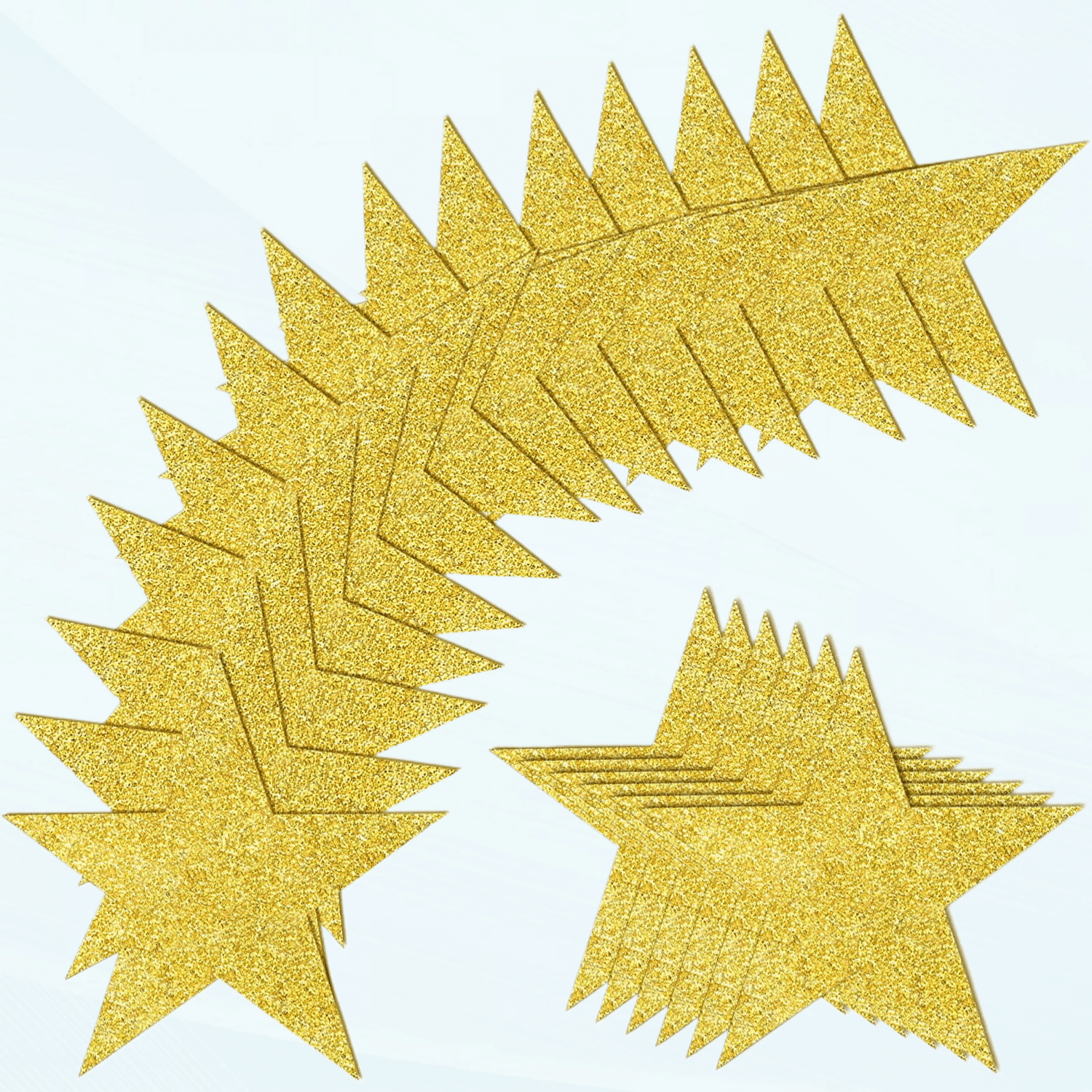 100 PCS Glitter Gold Five Star Cutouts Paper Star Confetti Cutouts Gold ...