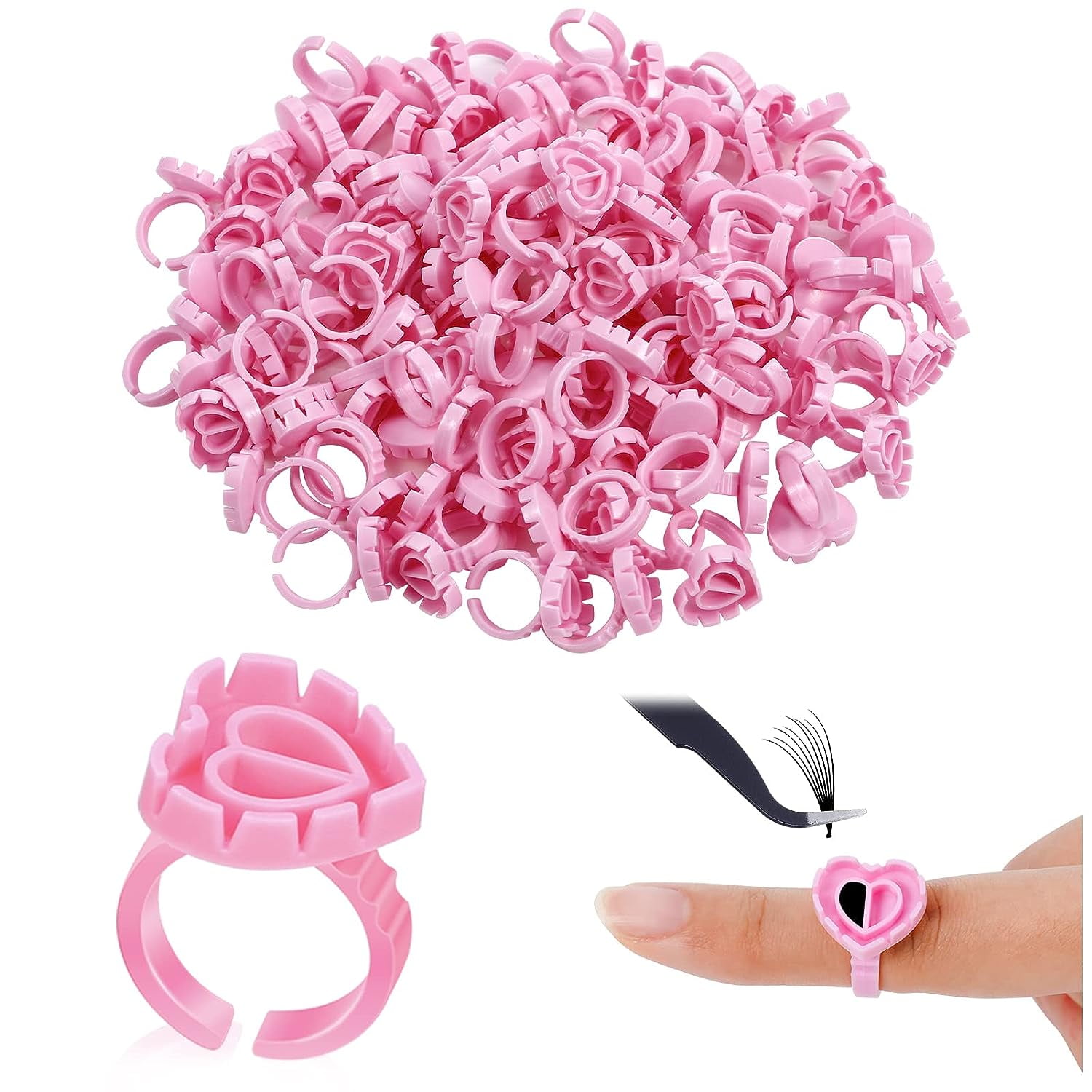 100 PCS Glue Rings,Lash Glue Holder,Glue Ring Cups,Lash Glue Rings,Glue Rings for Eyelash ...
