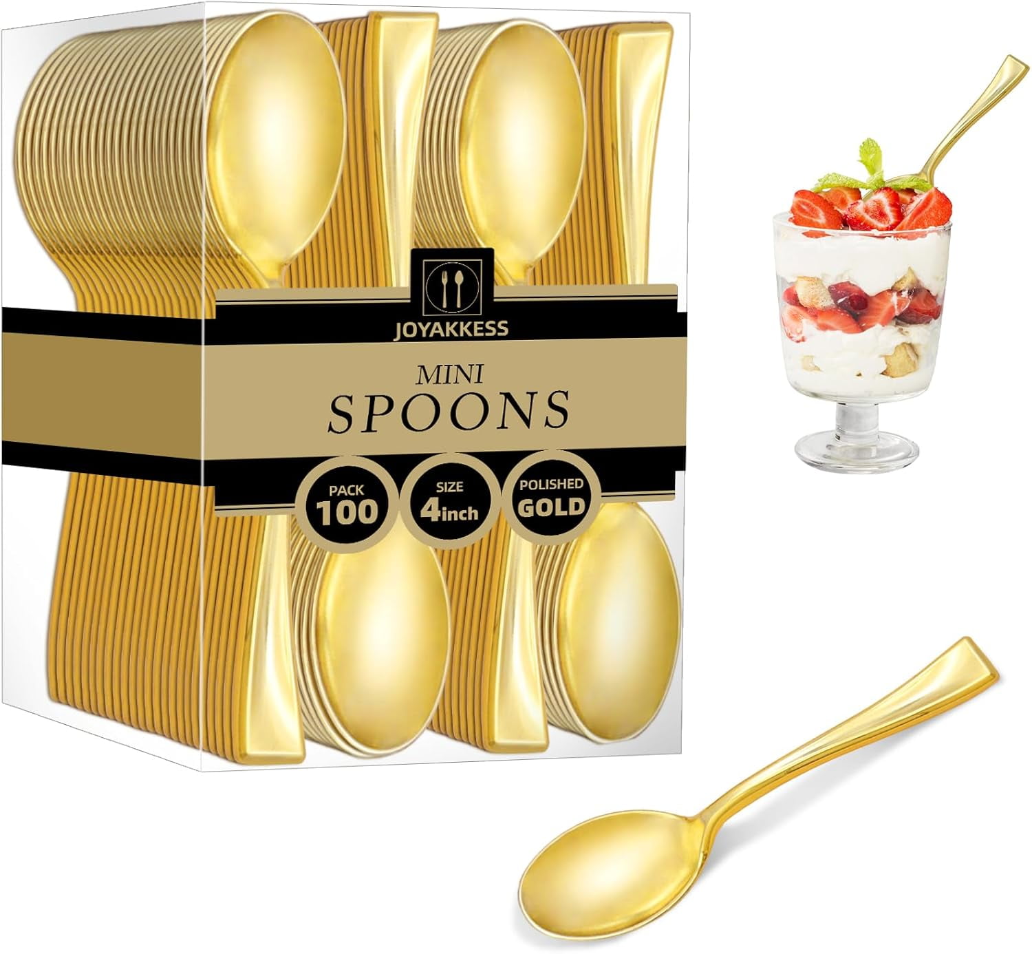 100 PCS Gold Mini Spoons Heavy Duty, 4 Inch Mini Gold Spoons for ...