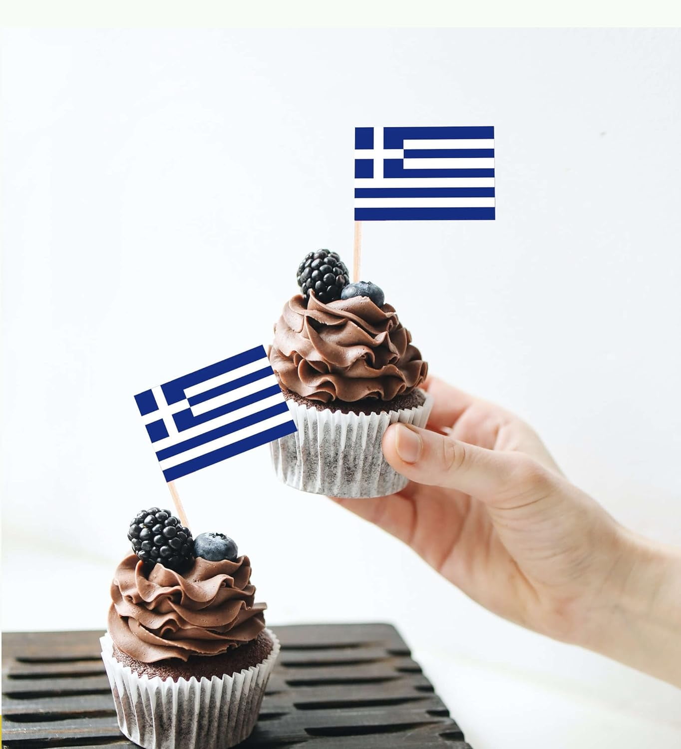 100 PCS Greece Flag Cake Topper,Greek Cupcake Stand for Party ...