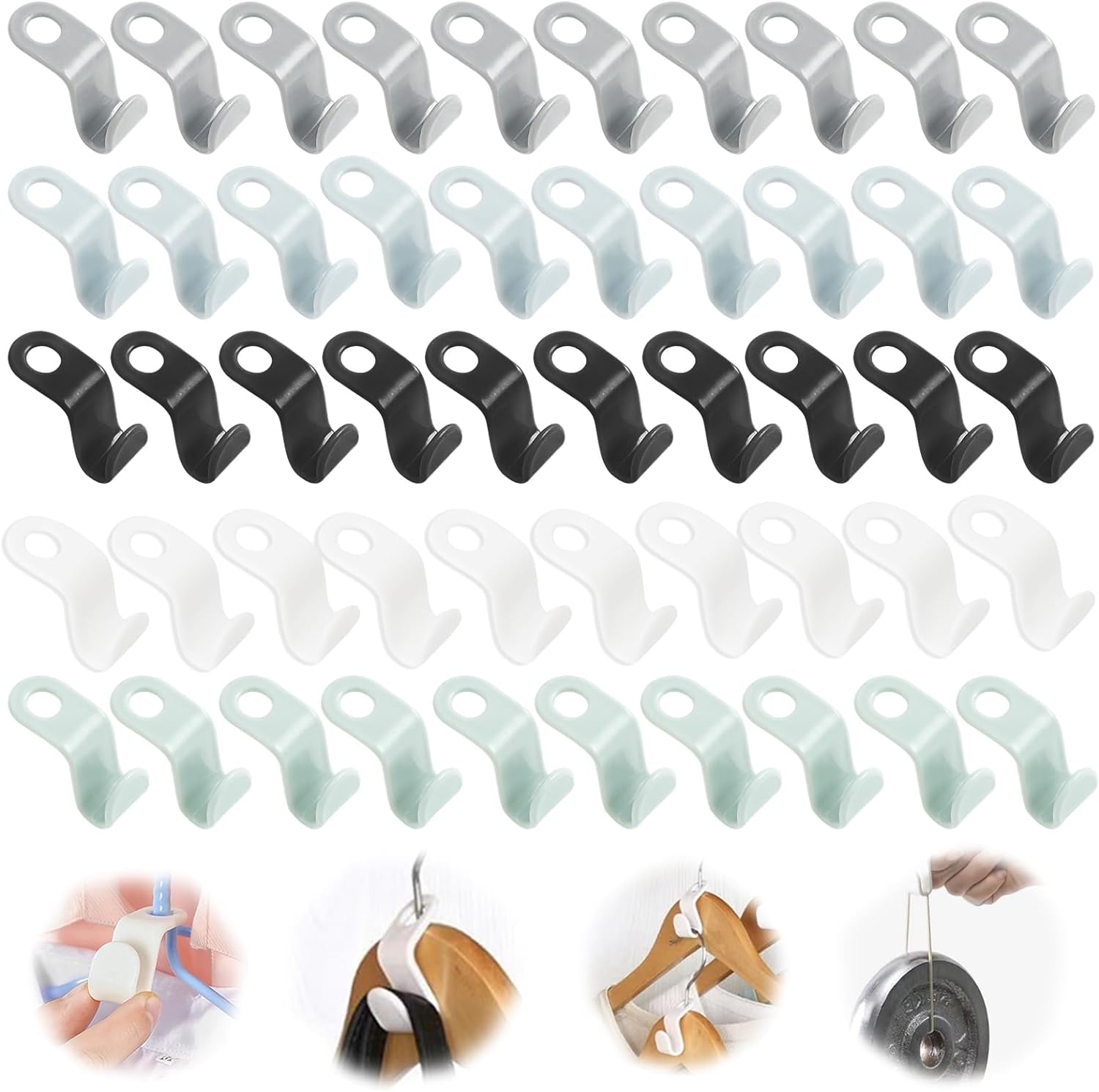 100 PCS Hanger Connector Hooks, Plastic Clothes Hook, Hangers Space ...