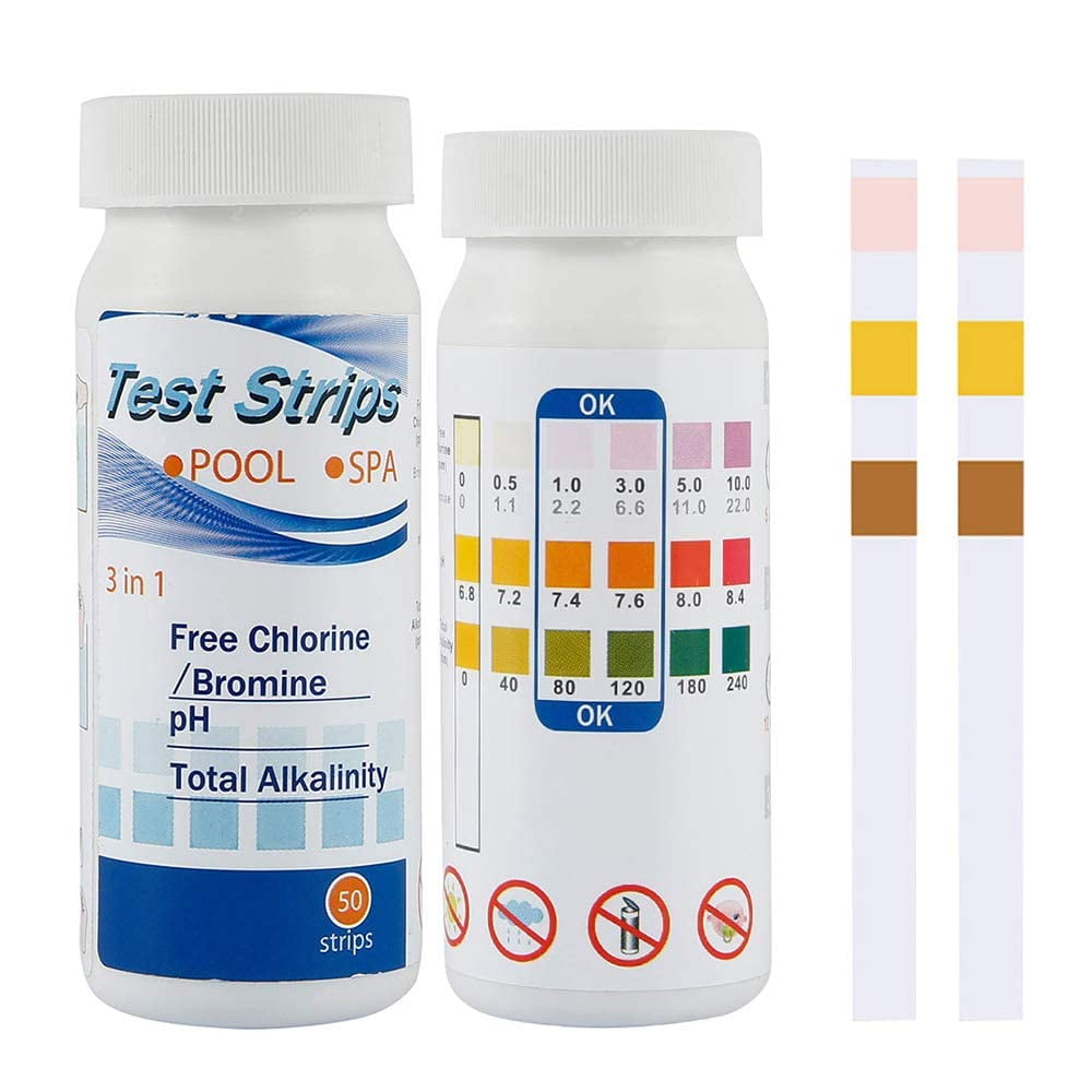 100 PCS Hot Tub Test Strips 3 In 1 Pool Test Strips, Spa PH Test Strips ...