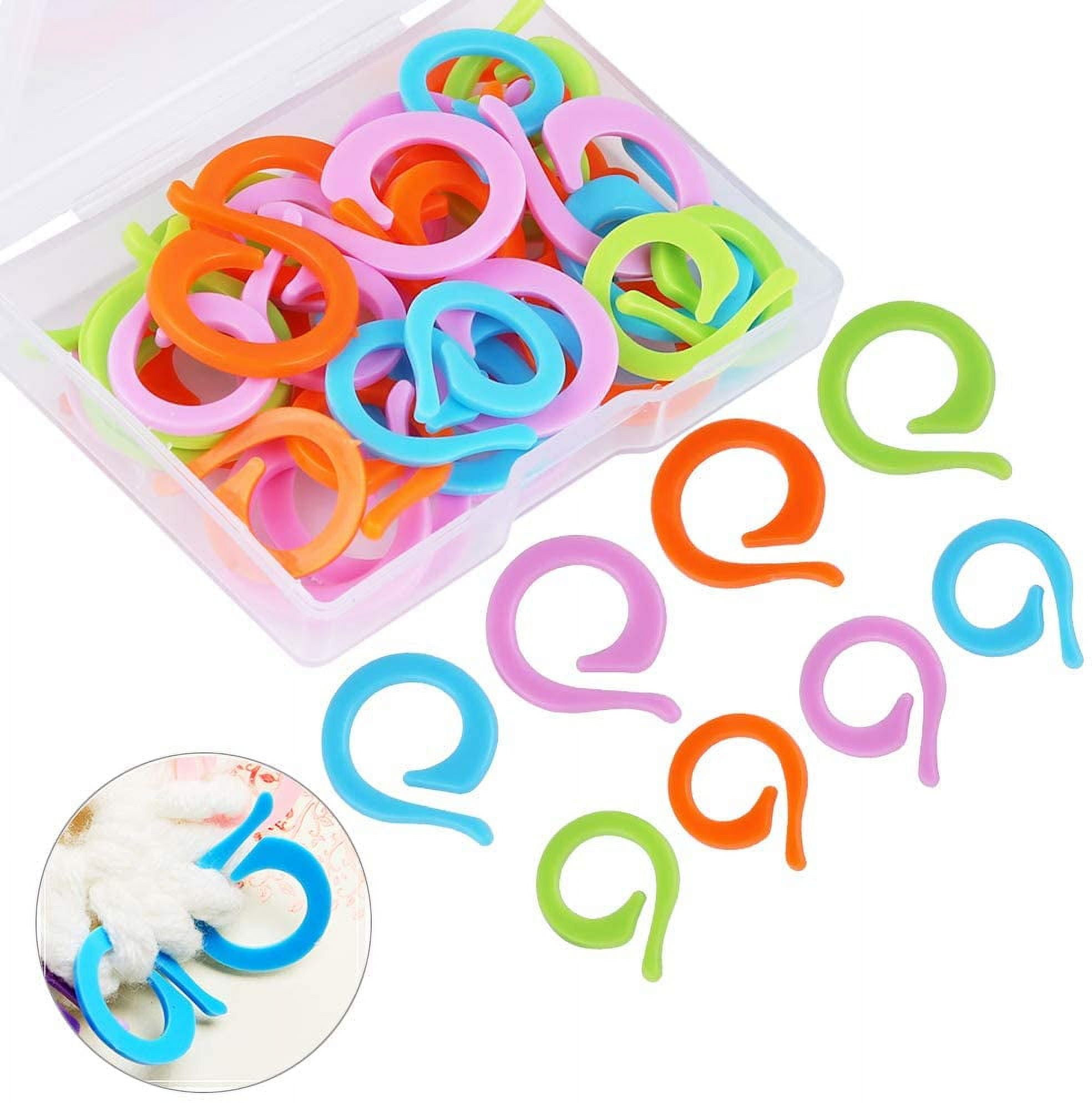 100 PCS Knitting Stitch Rings, Knitting Crochet Markers with Plastic ...