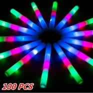 LED Foam Batons Pack of 100 Multicolor Light Up Batons with 3 Modes, 18 ...
