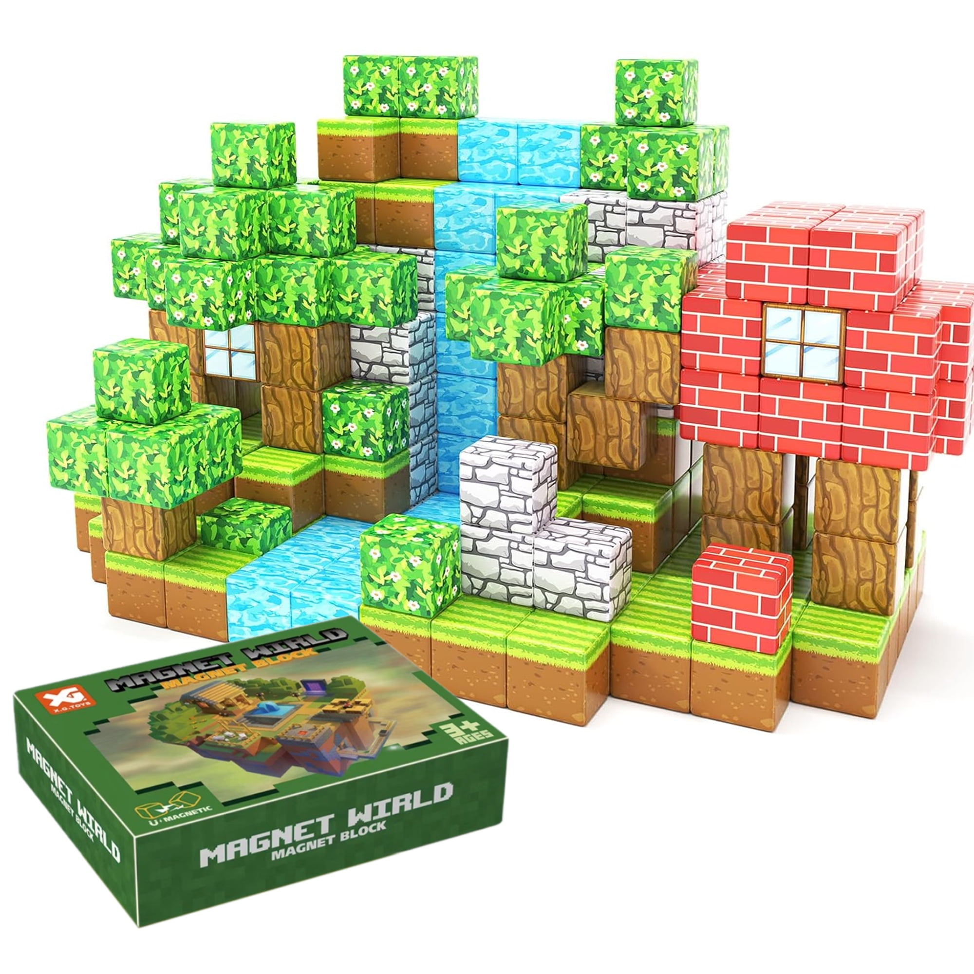 100 PCS Magnetic Blocks Set Build Magnet World Set for Boys & Girls Age ...