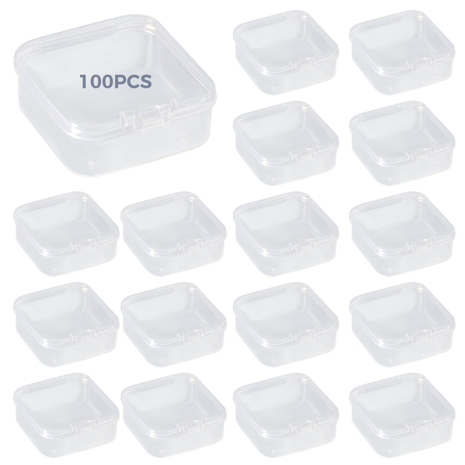 100 PCS Mini Clear Plastic Containers, 2.2 x 2.2 x 0.8 Inches Square ...