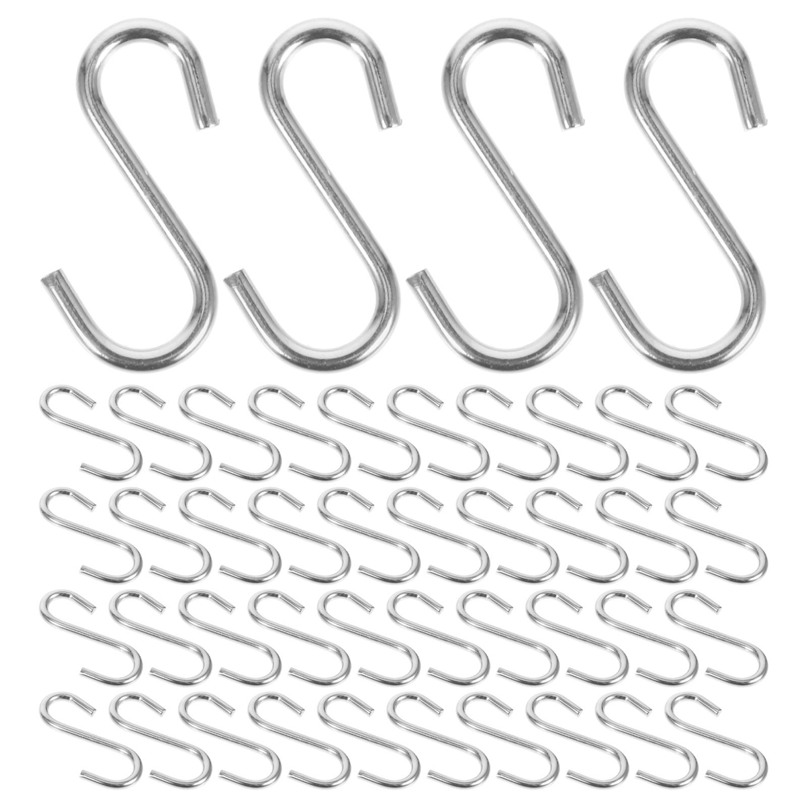 100 PCS Mini Hooks Stainless Steel White Hangers Tiny House Kit Silver ...