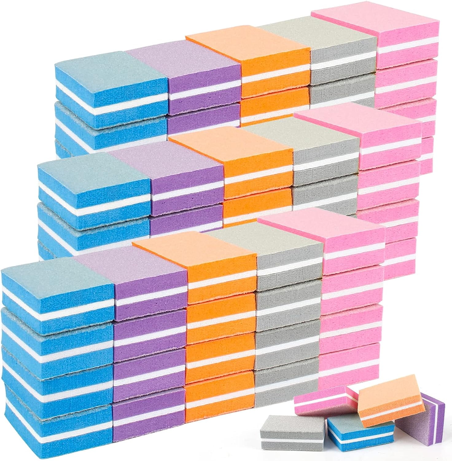 100 PCS Mini Nail Buffer Block, Colorful Nail Art Buffing Sanding ...