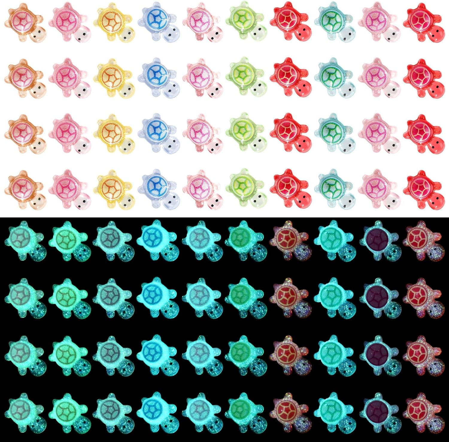 100 PCS Mini Resin Turtles, Luminous Miniature Turtle Figurines, Tiny ...