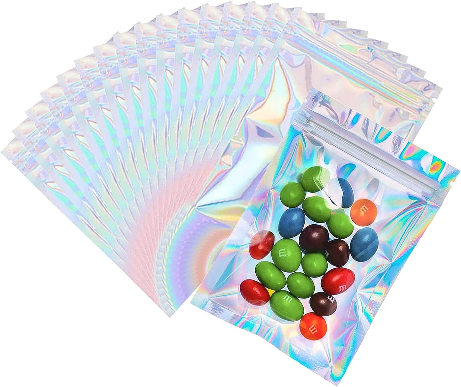 100 PCS Mylar Bags, Holographic Bags, Baggies, Cute Small Bags for ...