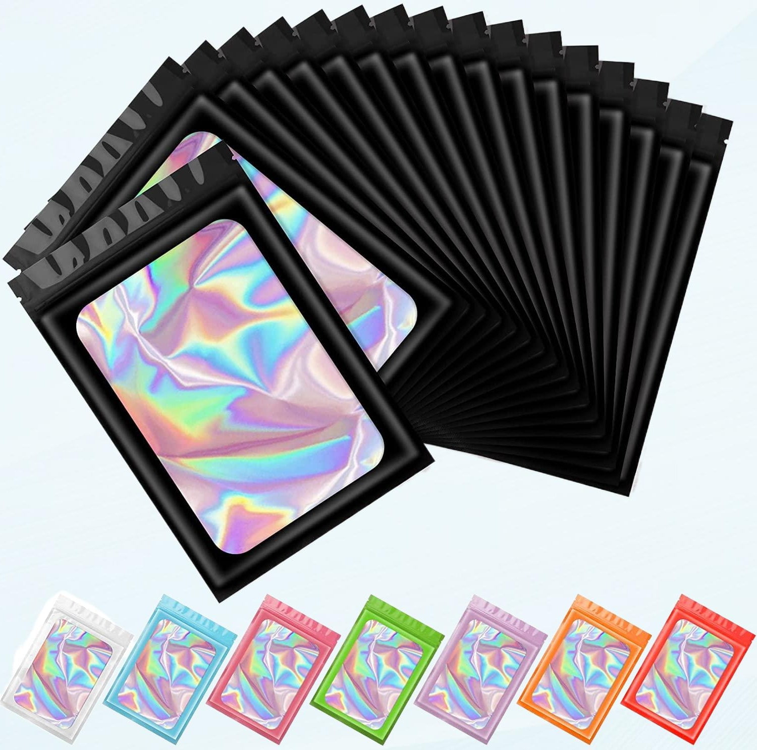 100 PCS Mylar Bags, Holographic Bags, Baggies, Cute Small Plastic Bags ...