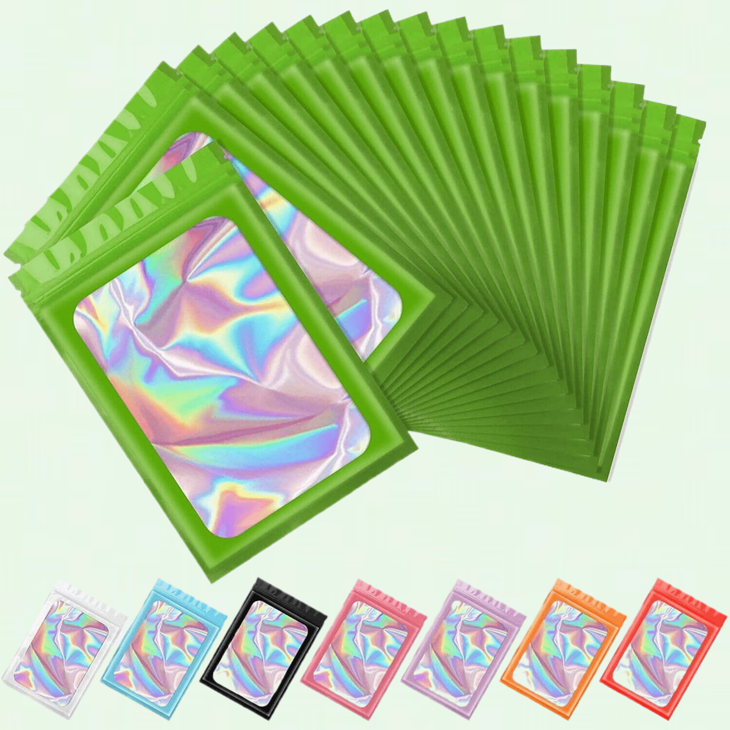 100 PCS Mylar Bags, Holographic Bags, Baggies, Cute Small Plastic Bags ...