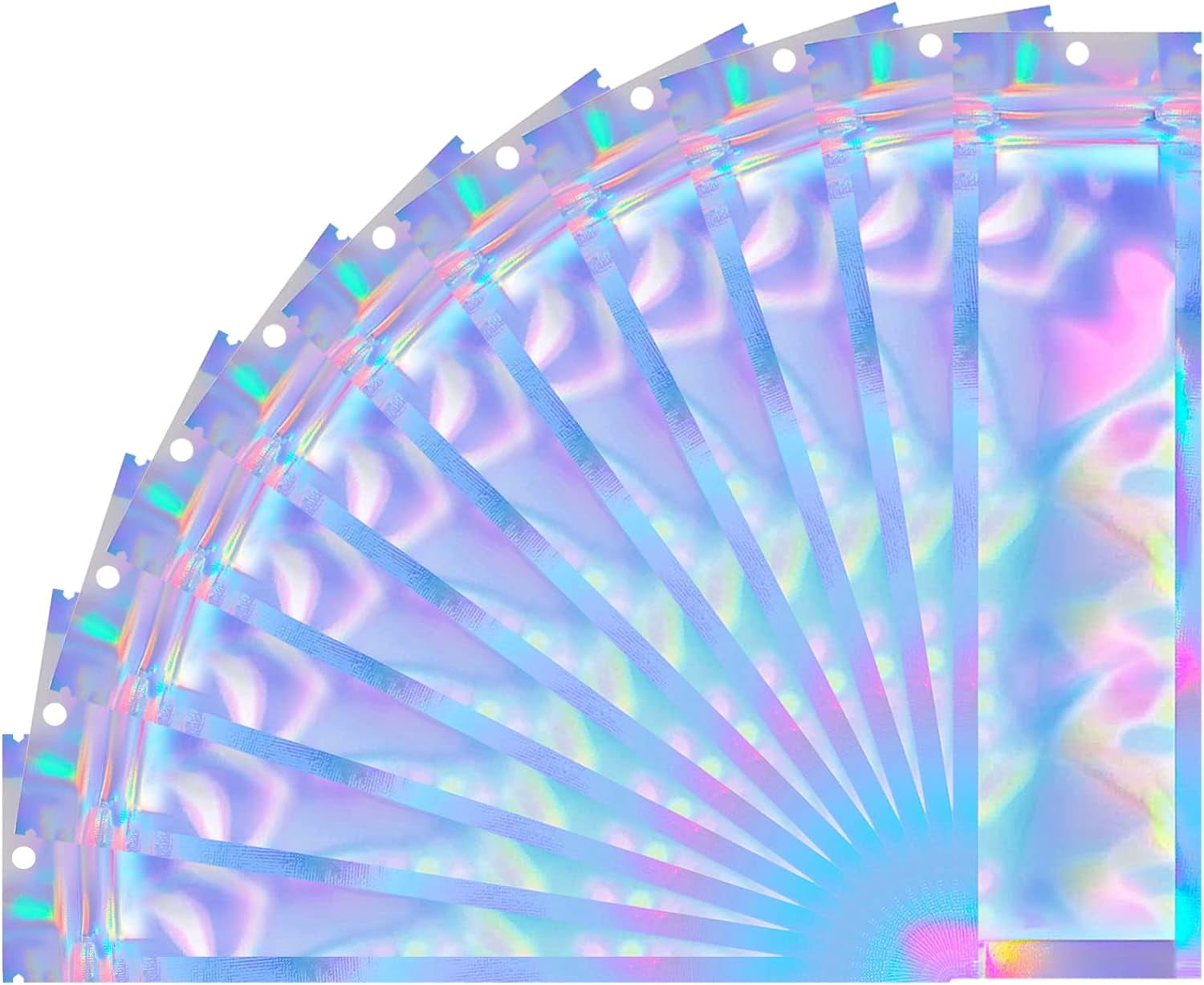 100 PCS Mylar Bags, Resealable Stand Up Pouch Foil Holographic Bags ...