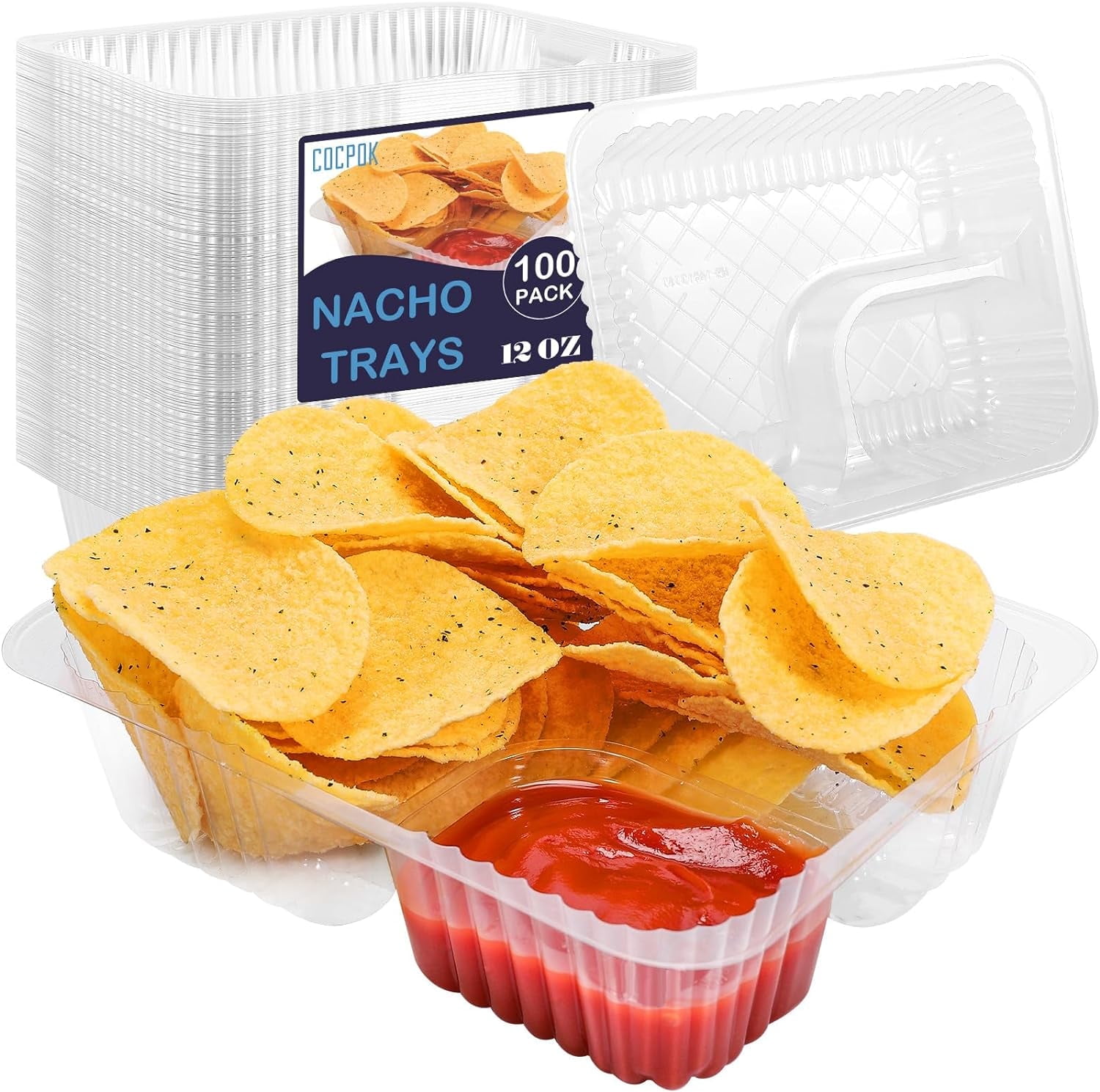 100 PCS Nacho Trays Disposable,6x5 inches Nacho Tray,Clear Plastic ...