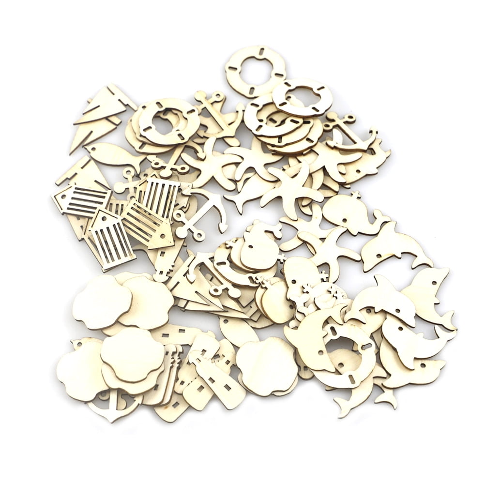 100 PCS Nautical Themed Wood Chips LED Lights Deck Crab Decorations for ...