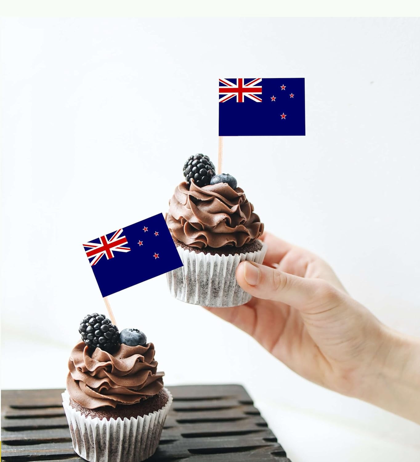 100 PCS New Zealand Flag Cake Topper,New Zealander Cupcake Stand For ...