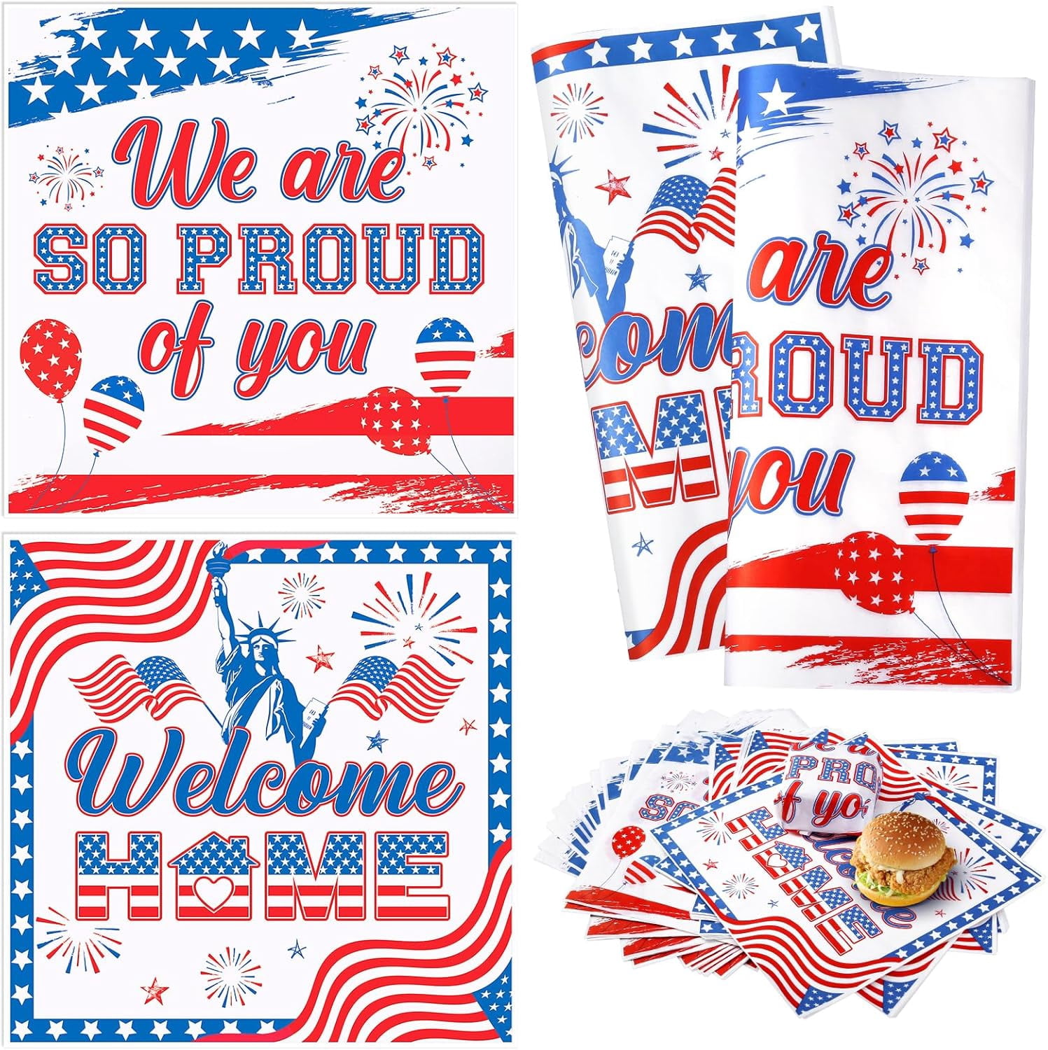 100 PCS Patriotic Deli Paper Sheets 12x12 Inch – Welcome Home Veterans ...