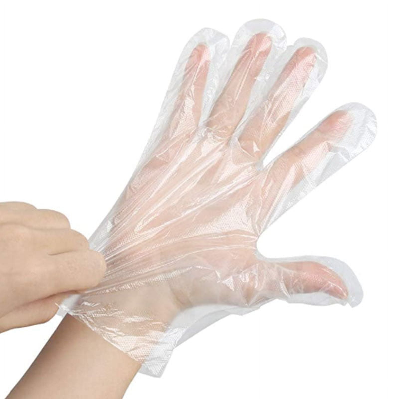 100 PCS Plastic Clear Disposable Gloves Food Cleaning Industrial ...