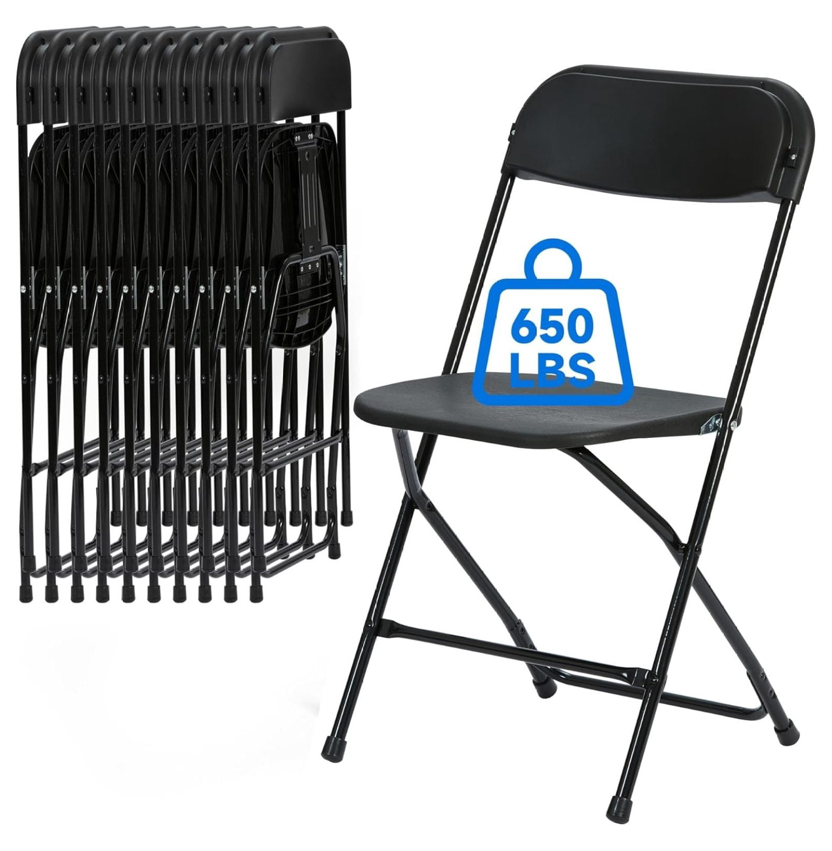 100 PCS Plastic Folding Chair, Portable Chair, 650 LB Capacity Premium ...