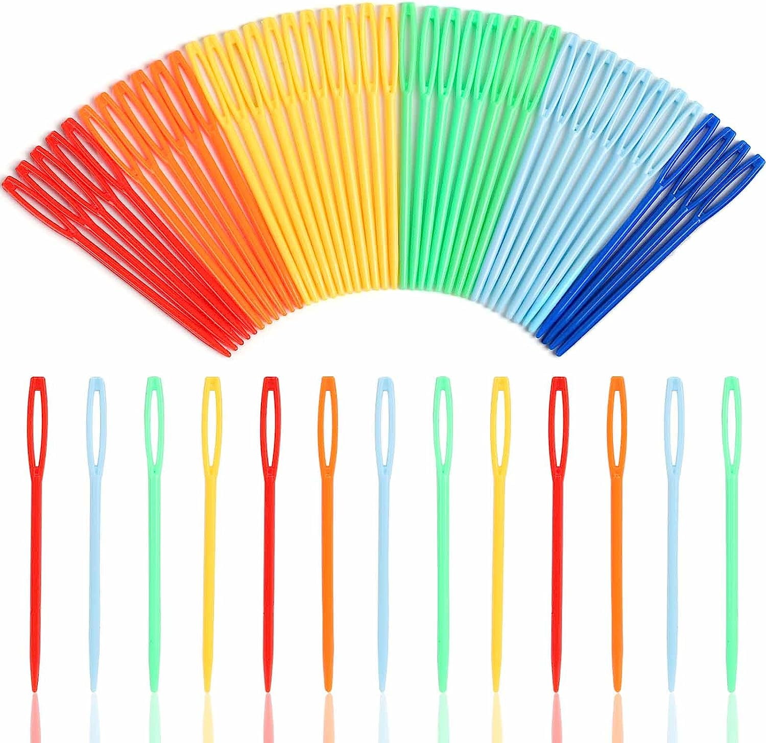 100 PCS Plastic Needles for Kids, Large Eye Plastic Sewing Needles for ...