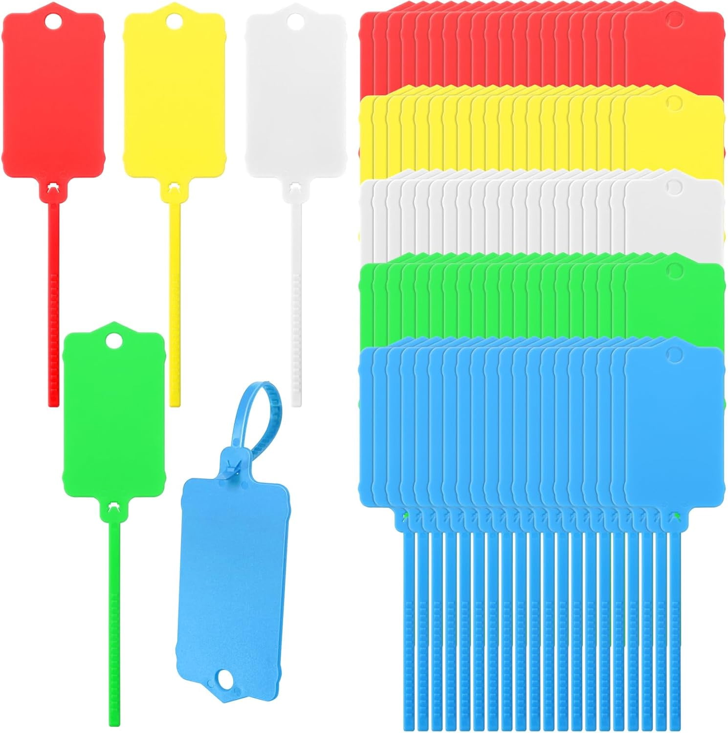 100 PCS Plastic Shipping Tags,1.46" x 2.48", Waterproof Labels Writable ...