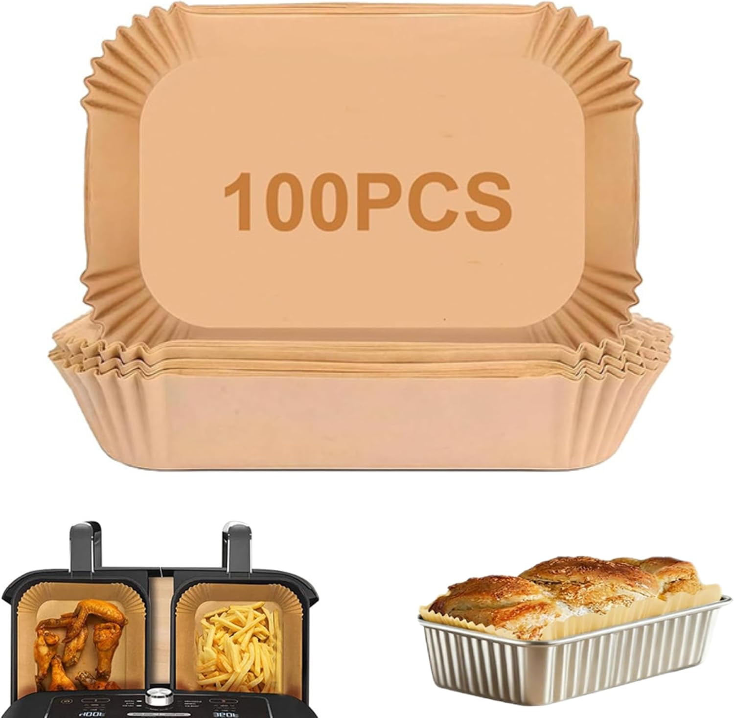 100 PCS Pre-Cut 9x5 Inch Loaf Pan Liners - Unbleached Parchment Paper ...