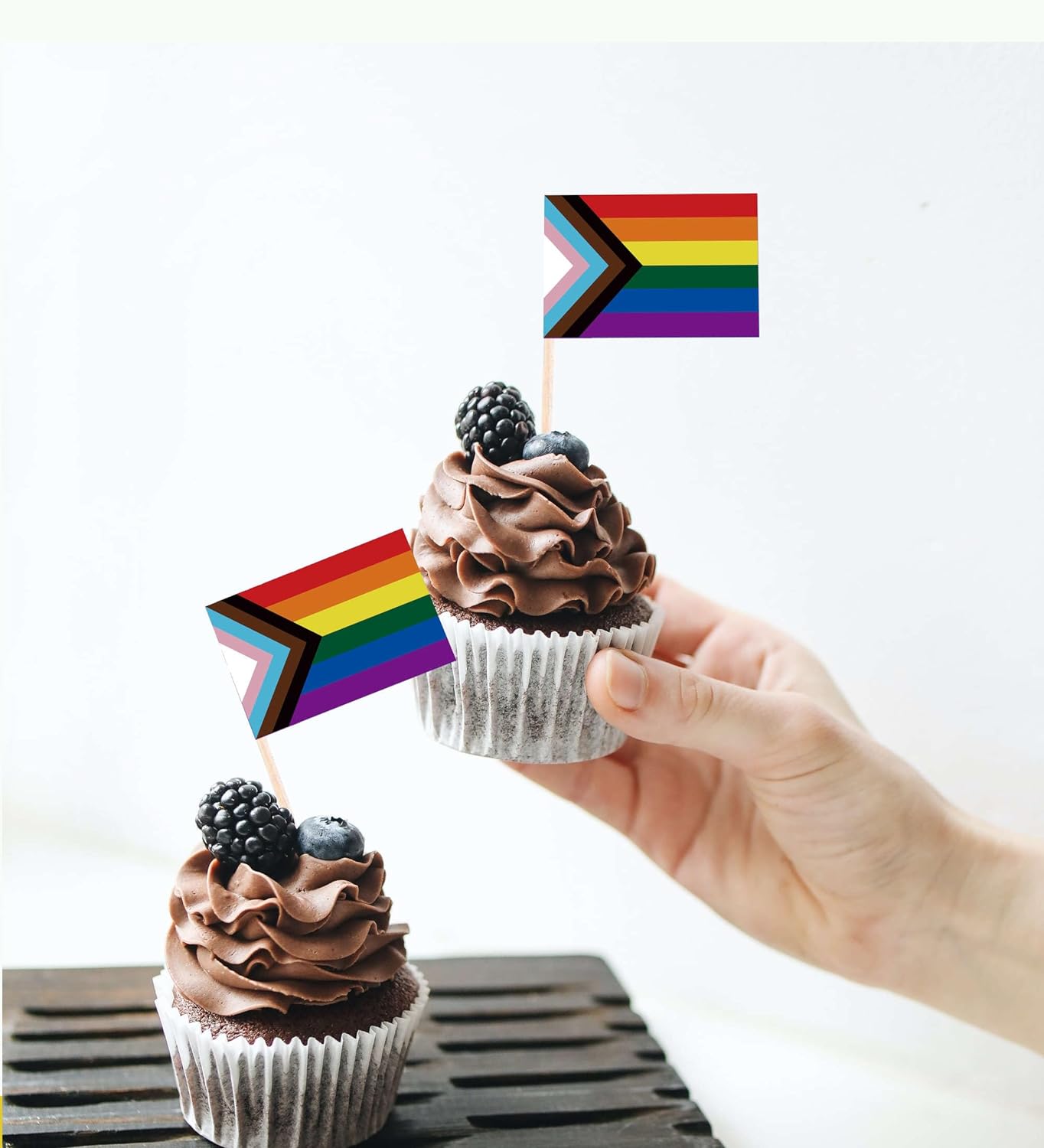 100 PCS Progress Pride Flag Cake Topper,Inclusive Rainbow LGBTQ Flags ...