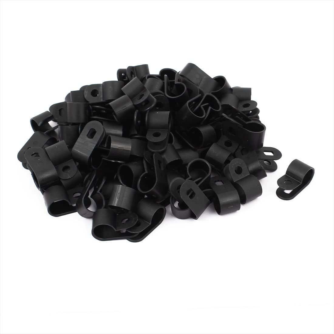 100 PCS Pulleys & Sheaves Nylon 12mm Dia R Type Wire Cord Clip Fixer ...