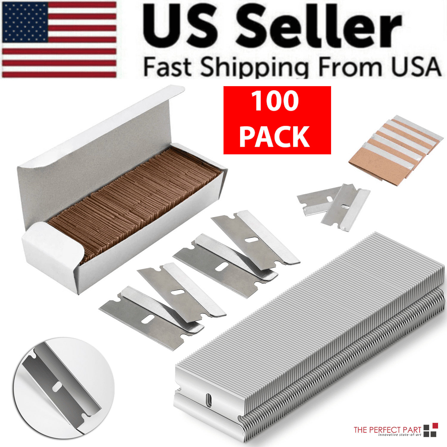 100 PCS Razor Blades Single Edge Extra Sharp Heat Treated Safety Knife ...