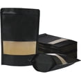 100 PCS Resealable Bags, Stand Up Kraft Paper Bags with Matte Window ...