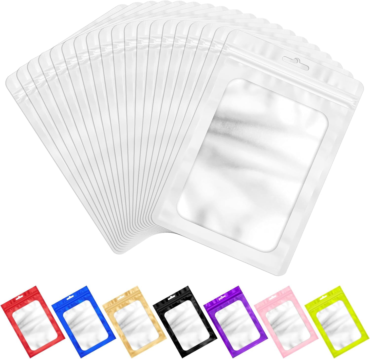 100 PCS Resealable Mylar Bags with Frosted Clear Window, Foil Pouch ...