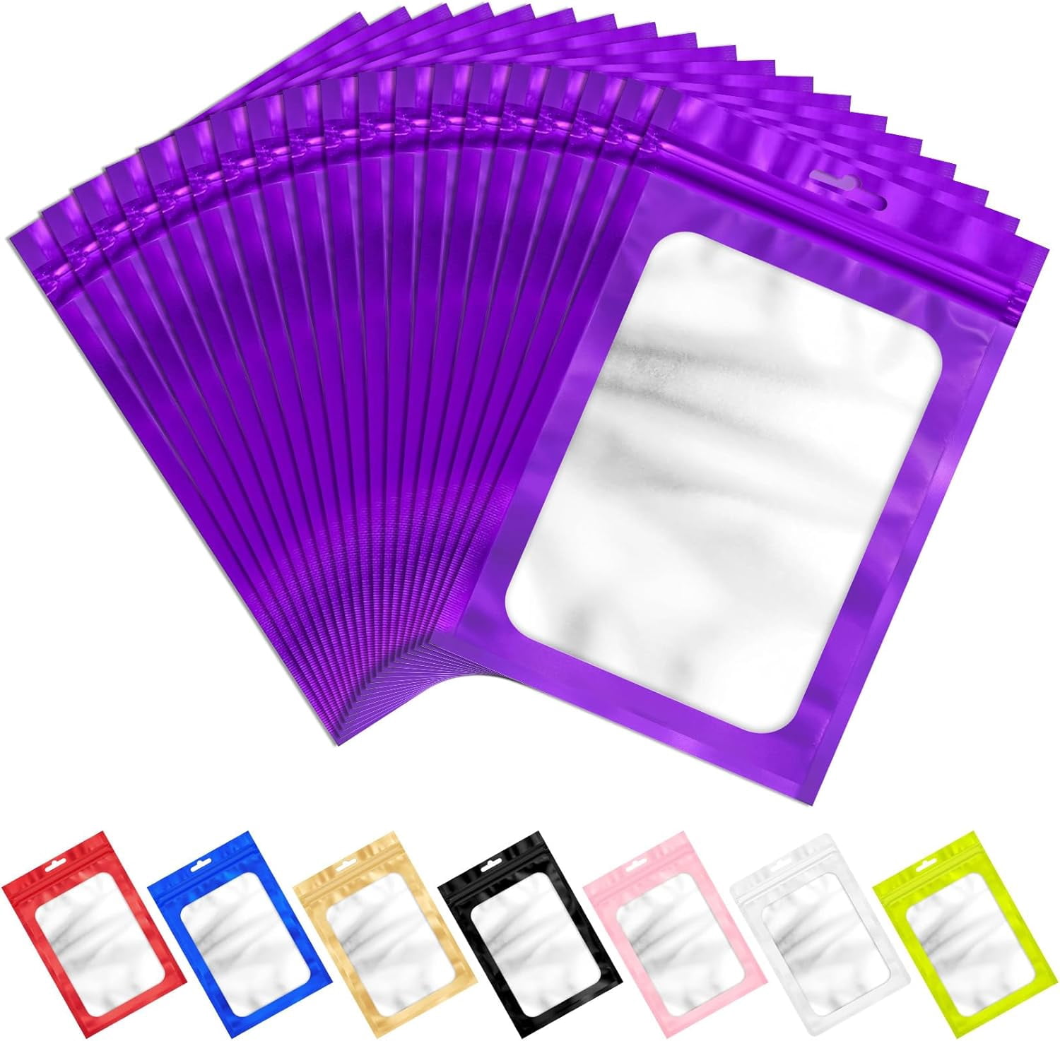 100 PCS Resealable Mylar Bags with Zipper and Frosted Clear Window ...