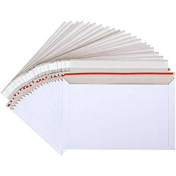 100 PCS Rigid White Cardboard Envelopes, 6x10 Inch Self Seal Stay Flat ...