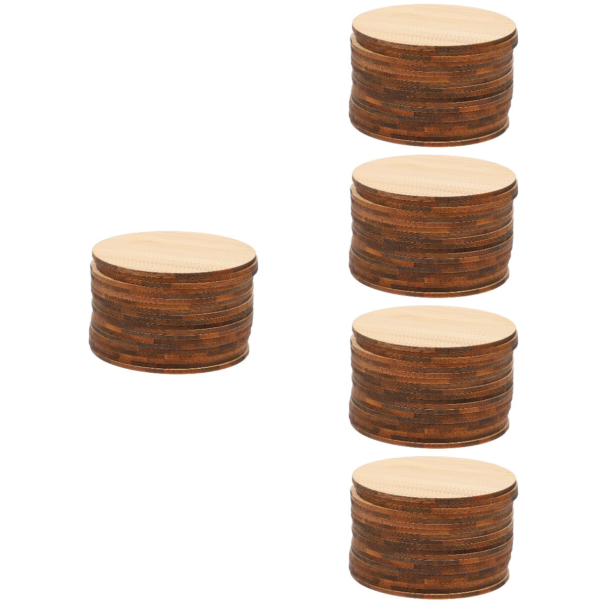 100 PCS Round Bamboo Chips Graffiti Bamboo Slices Wood Crafts Durable ...