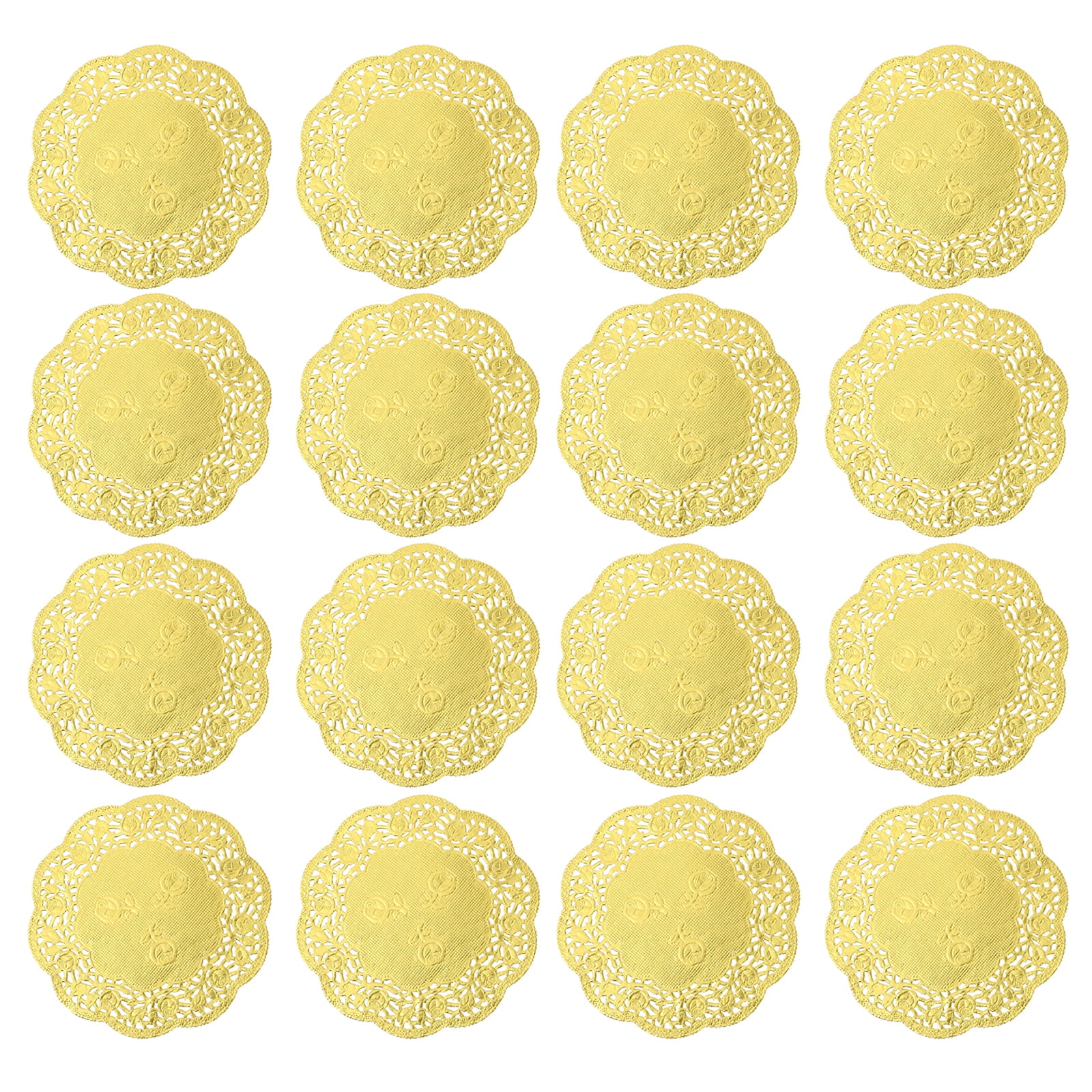 100 PCS Round Golden Doilies Paper Cake Placemats for Dinner Table ...