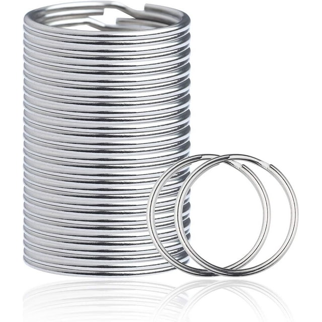 VEIWO 100pcs 1in Nickel-Plated Round Metal Keychain Rings, Silver ...