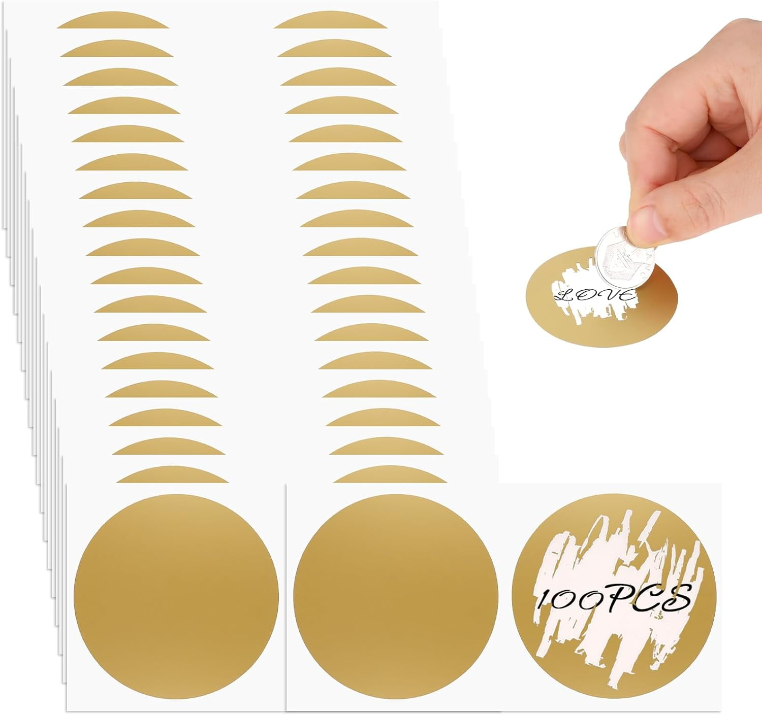 100 PCS Scratch Off Stickers Labels, 2" Scratch Off Stickers Gold Self ...