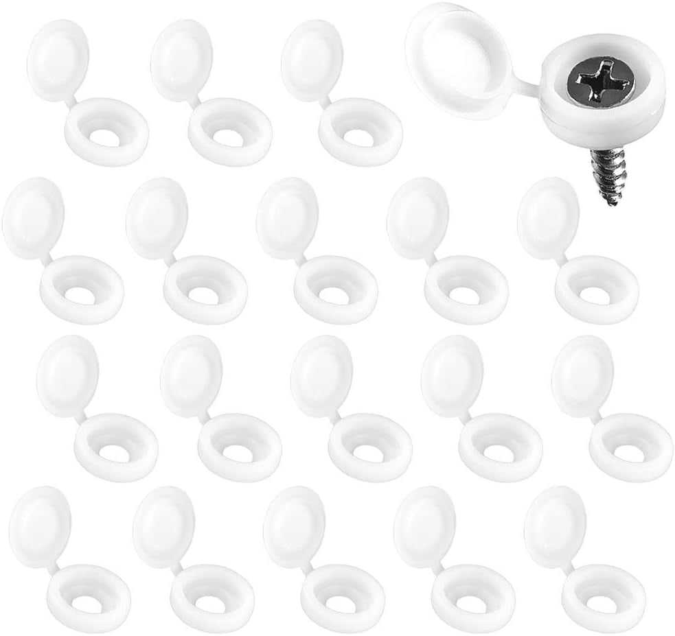 100 PCS Screw Cap White Screw Covers Plastic Hinged Screw Cover Caps ...