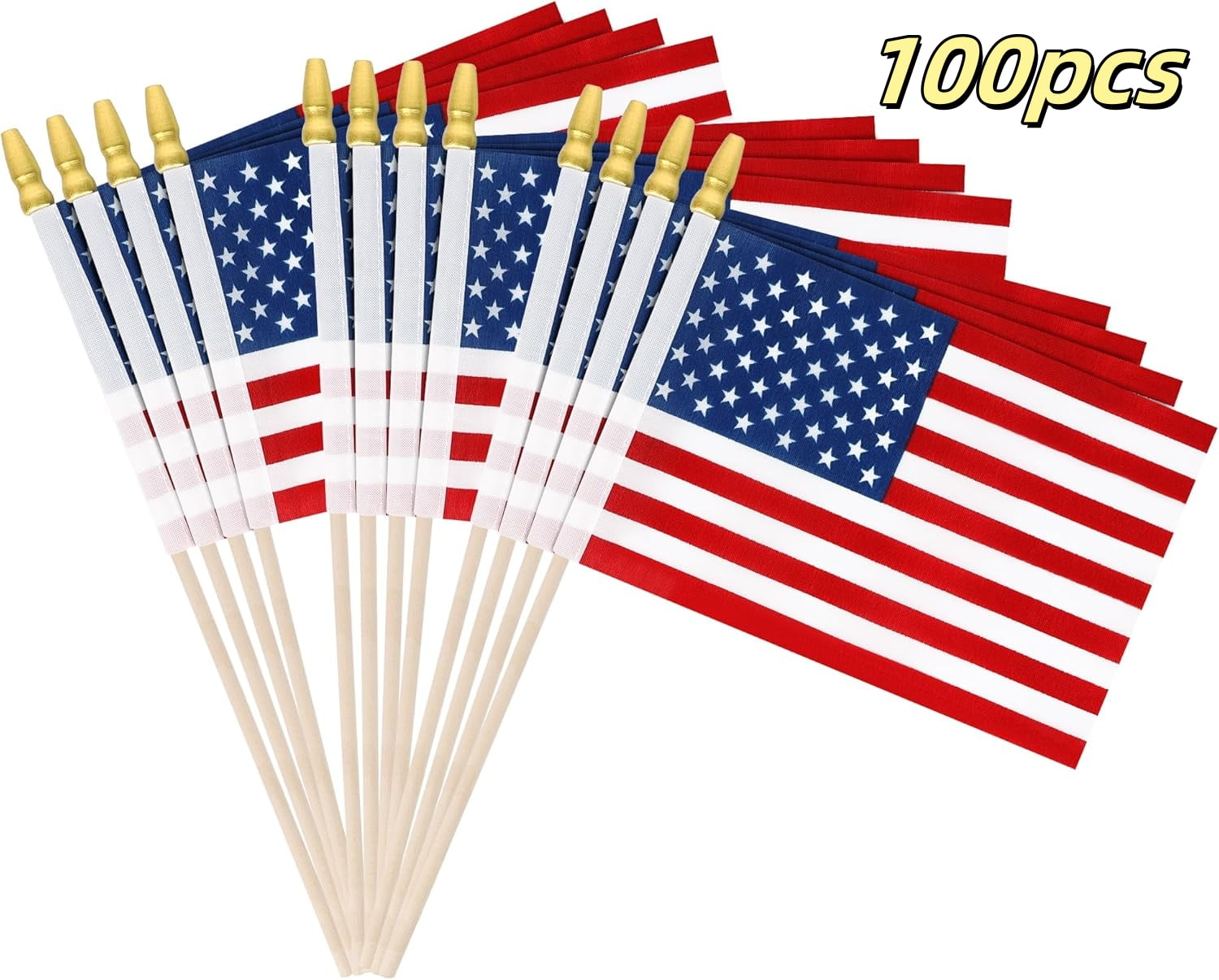 100 PCS Small American Flags on Stick, 4 x 6 Inches Fourth of July ...