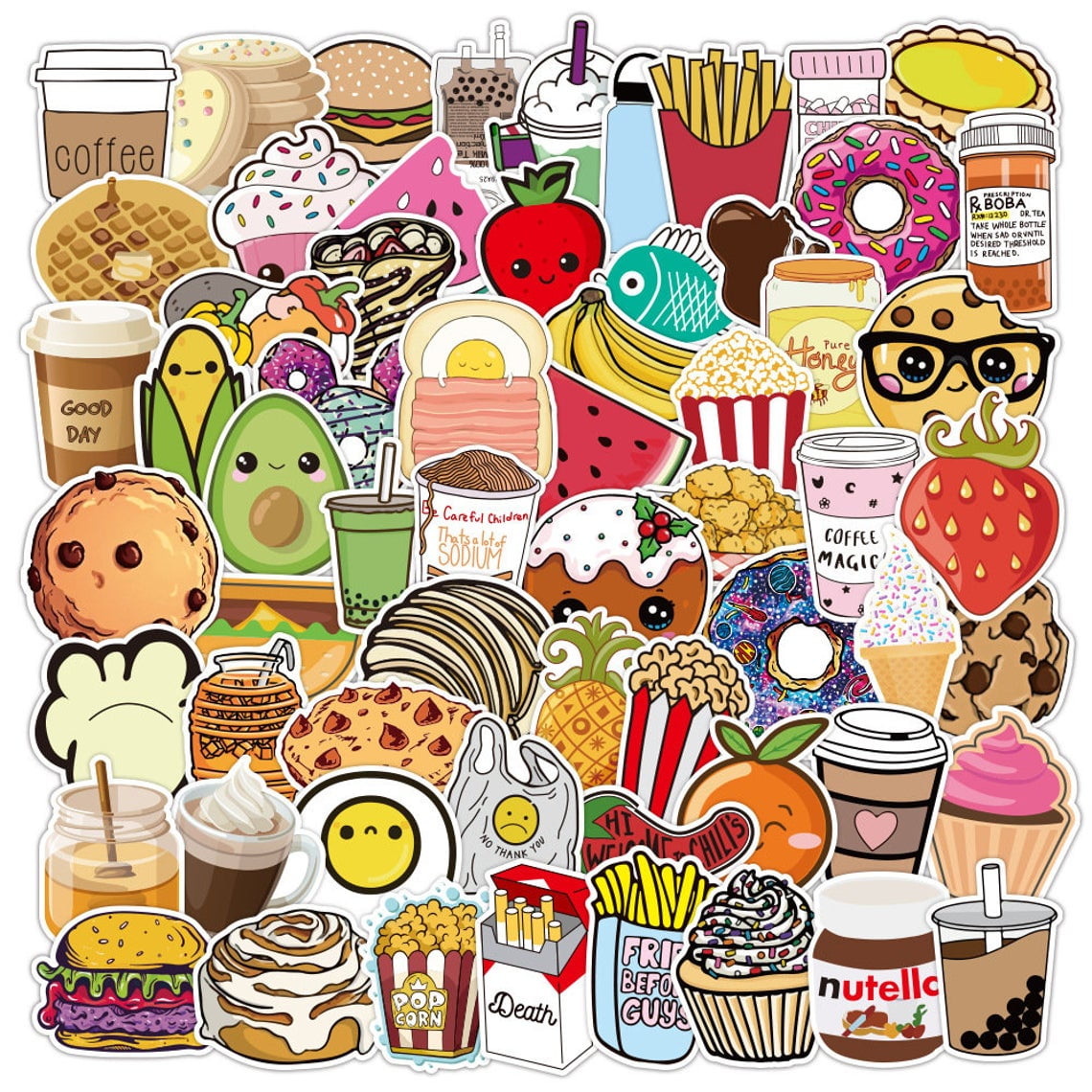 100 PCS Stickers Pack, Waterproof Cute Cool Teens Funny Theme Stickers ...