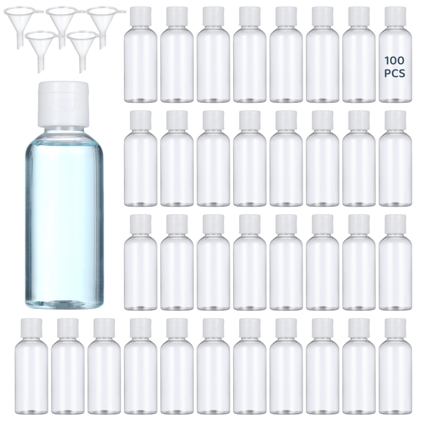 100 PCS Travel Bottles, 2 OZ / 60ML Plastic Bottles with Lids, Travel ...