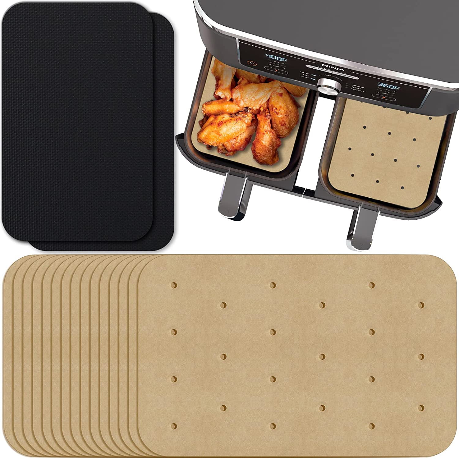 100 PCS Unbleached Air Fryer Parchment Paper, 11 x 9 inch Perforated ...