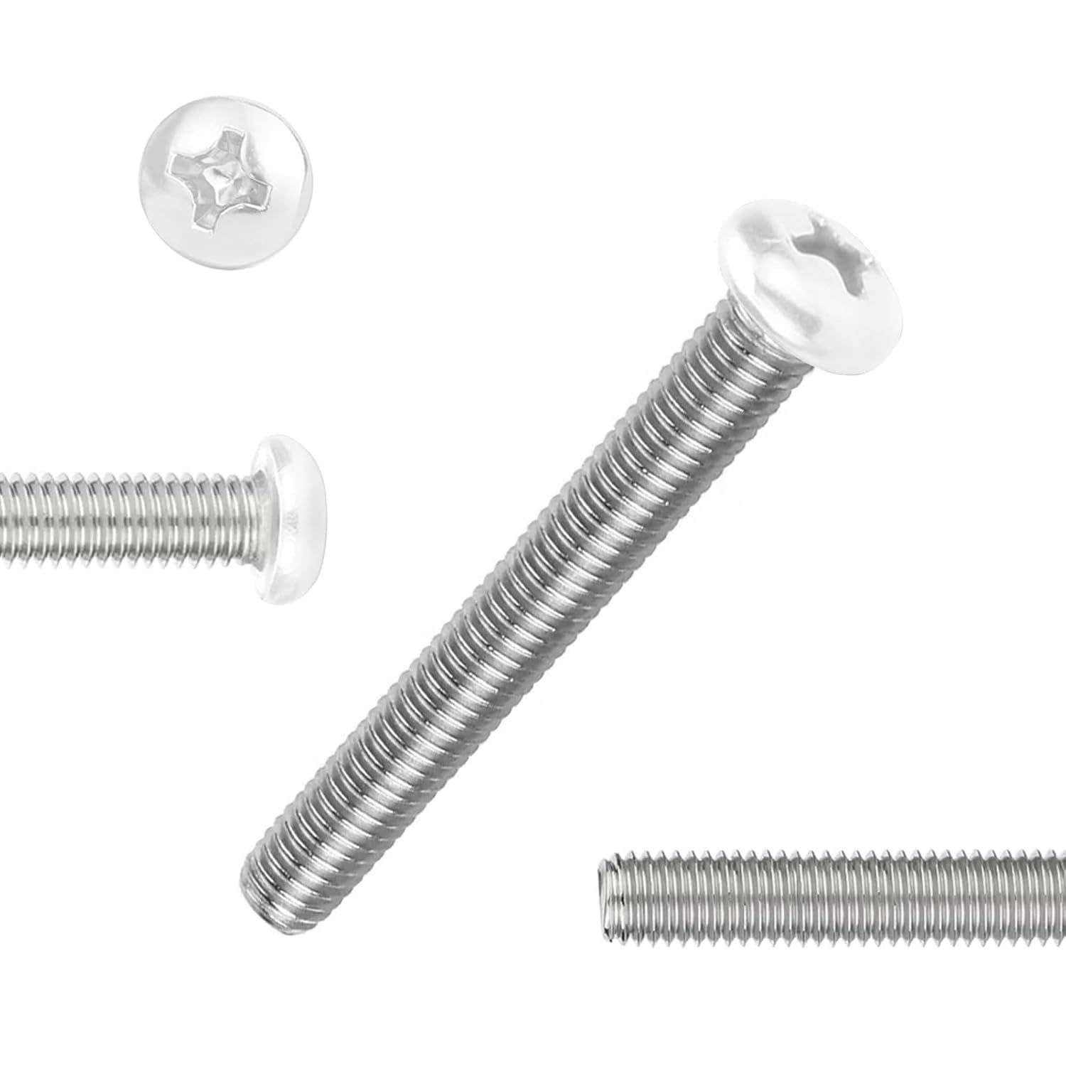 100 PCS White Head #10-24X1-1/2(1.5 inch) Stainless Steel Phillips Pan ...