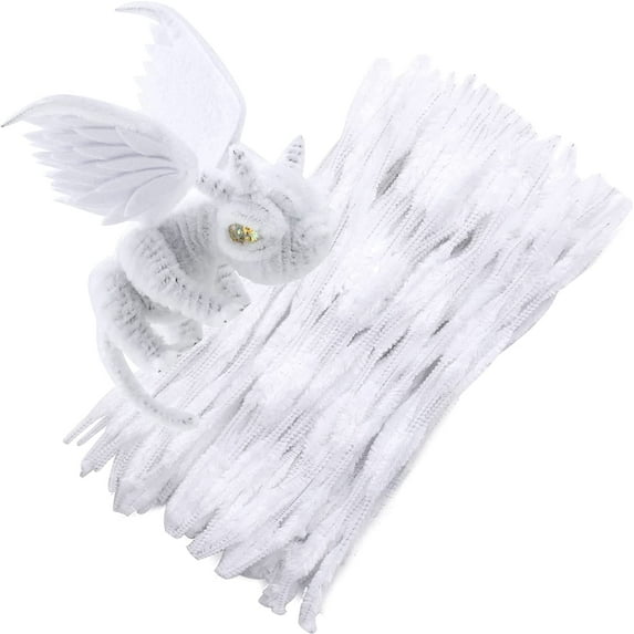 100 PCS White Pipe Cleaners Crafts Supplies, Bump Chenille Stems Pipe ...